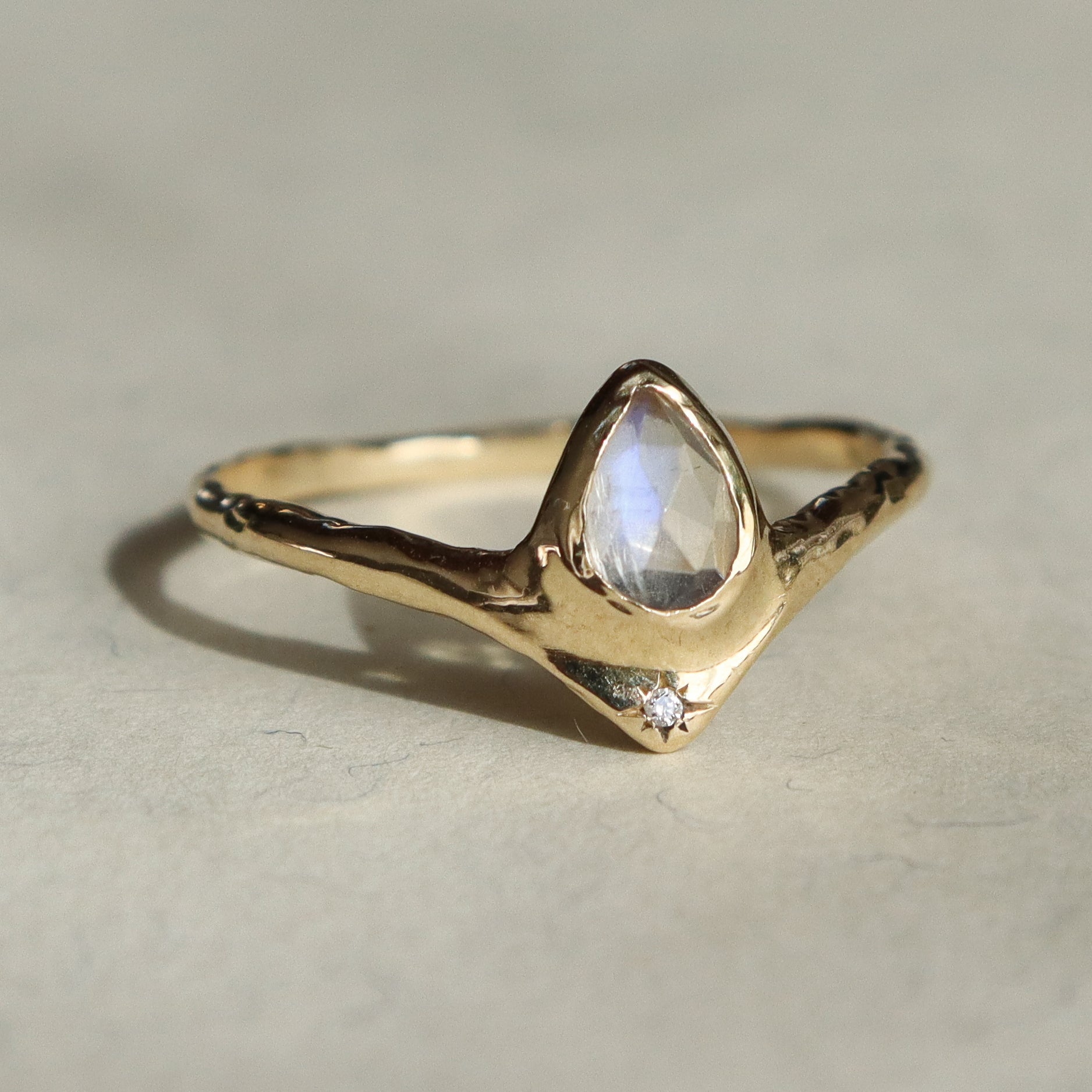The Reign of Light Ring | Moonstone, Diamond, 14k Gold – From Isla