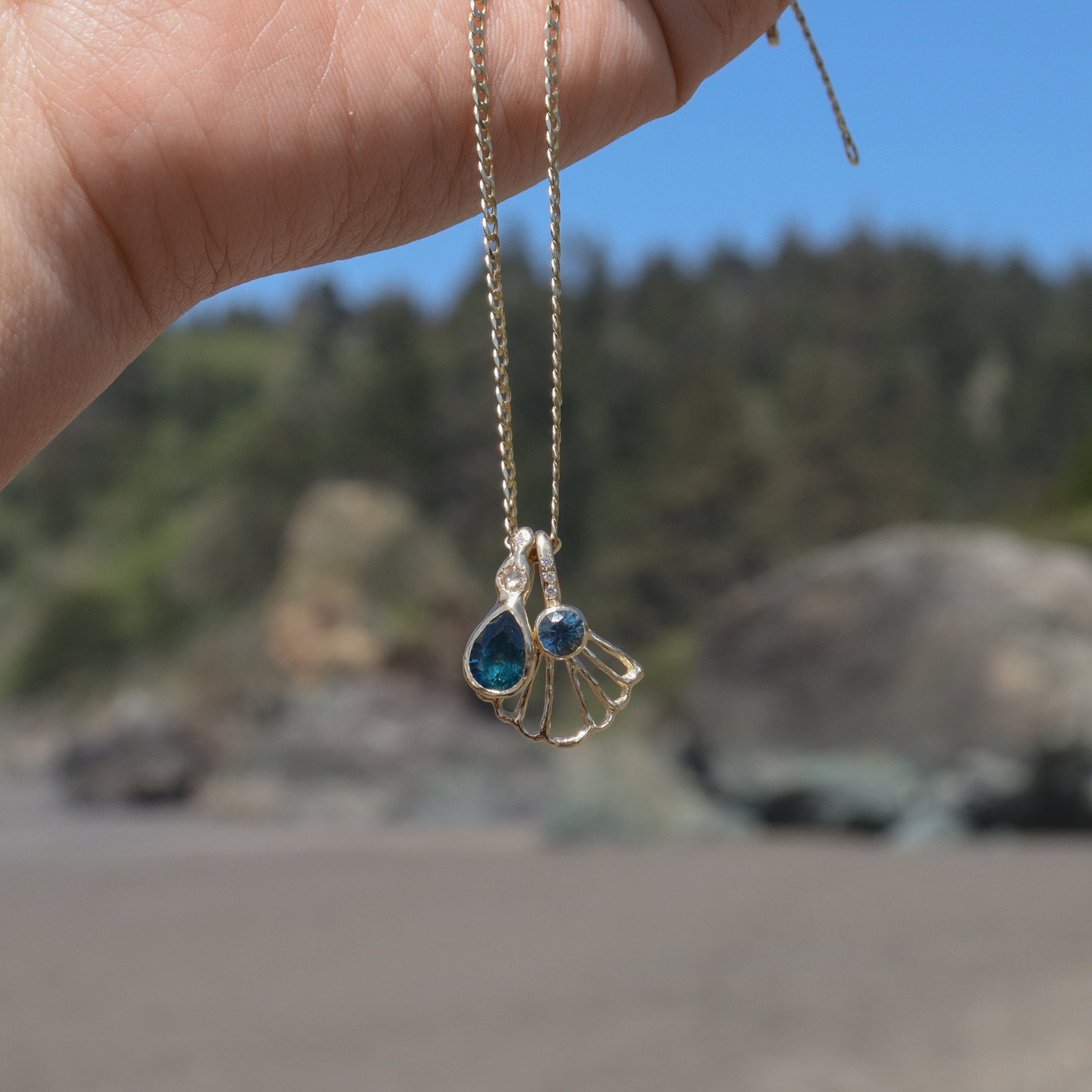 Mermaid's Keepsake Charm | Dark Blue Montana Sapphire, Diamonds, 14k G ...