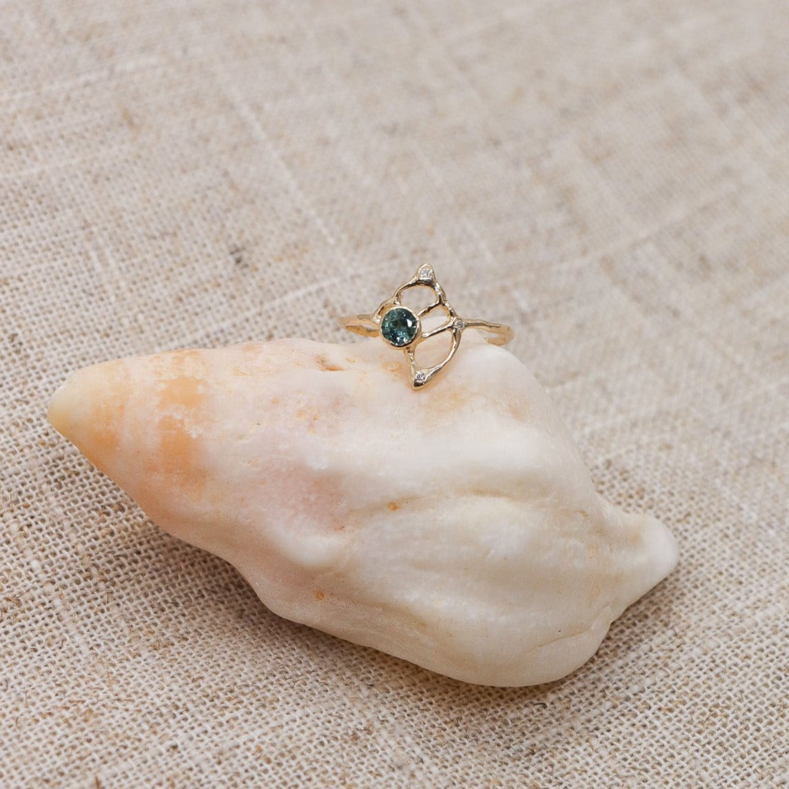 Custom Sacred Sea Ring with Sapphire and Diamonds – From Isla