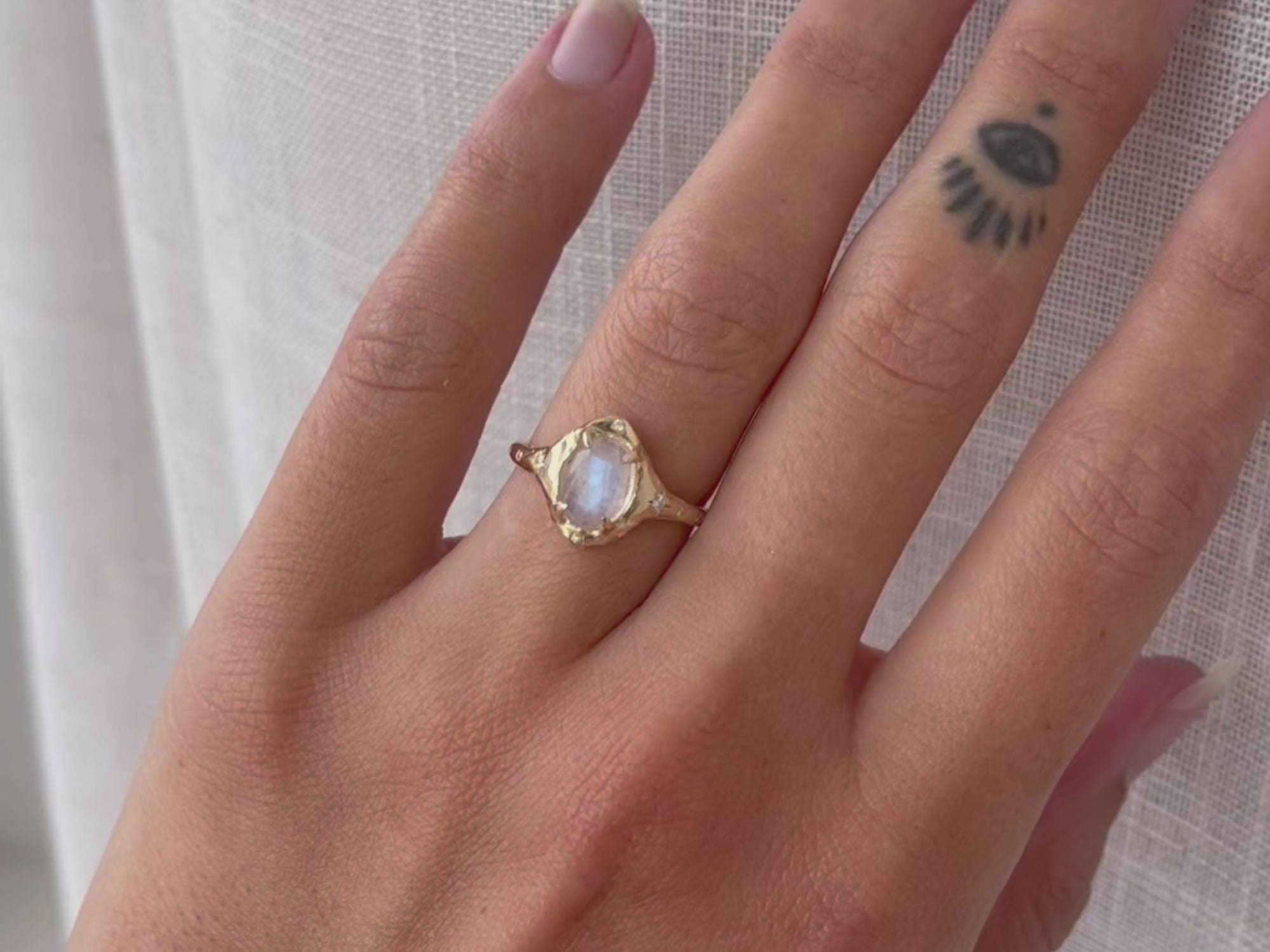 The Selene | Moonstone and Diamond Ring, 14k Gold – From Isla